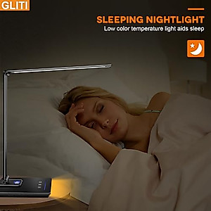 GLITI LED Desk Lamp, Black Modern Table Lamp, Ideal Gift for Study, Office. Dimmable Desk Lamp for Work, Video Conferencing, Reading and Writing, Arts and Crafts, Nail Art.