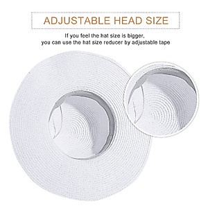 FARVALUE Women's Sun Beach Straw Hat Wide Brim Floppy Folable UPF 50+ Summer Hat for Women White