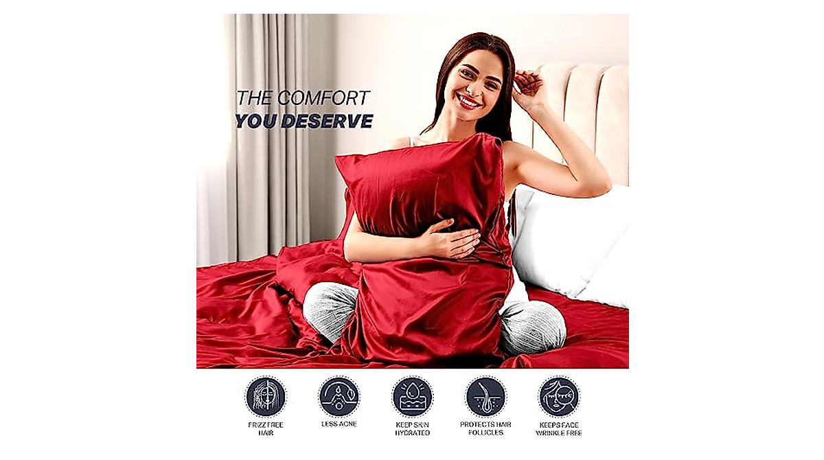 Luxurious Red Satin Queen Sheets – Silky & Deep-Pocket Bedding