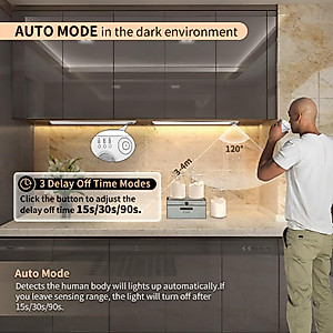 Hensam 138 LED Motion Sensor Under Cabinet Lights,15.7 Inch Wireless USB Rechargeable Motion Activated Light Indoor,Dimmable Magnetic Closet Lights,Night Lights for Wardrobe,Kitchen,Hallway