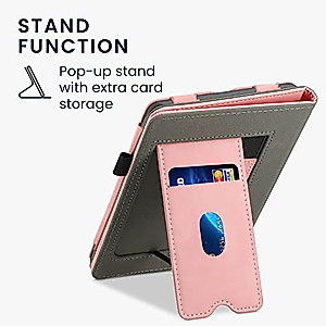 kwmobile Case Compatible with Amazon Kindle Paperwhite 11. Generation 2021 - Cover Faux Nubuck Leather e-Reader Flip Case - Dusty Pink