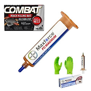 Maxforce Magnum Cockroach Gel - Kills All Cockroach Species- Includes 6 Bait Stations, 1 Tubex30g -with USA - Supply Gloves.
