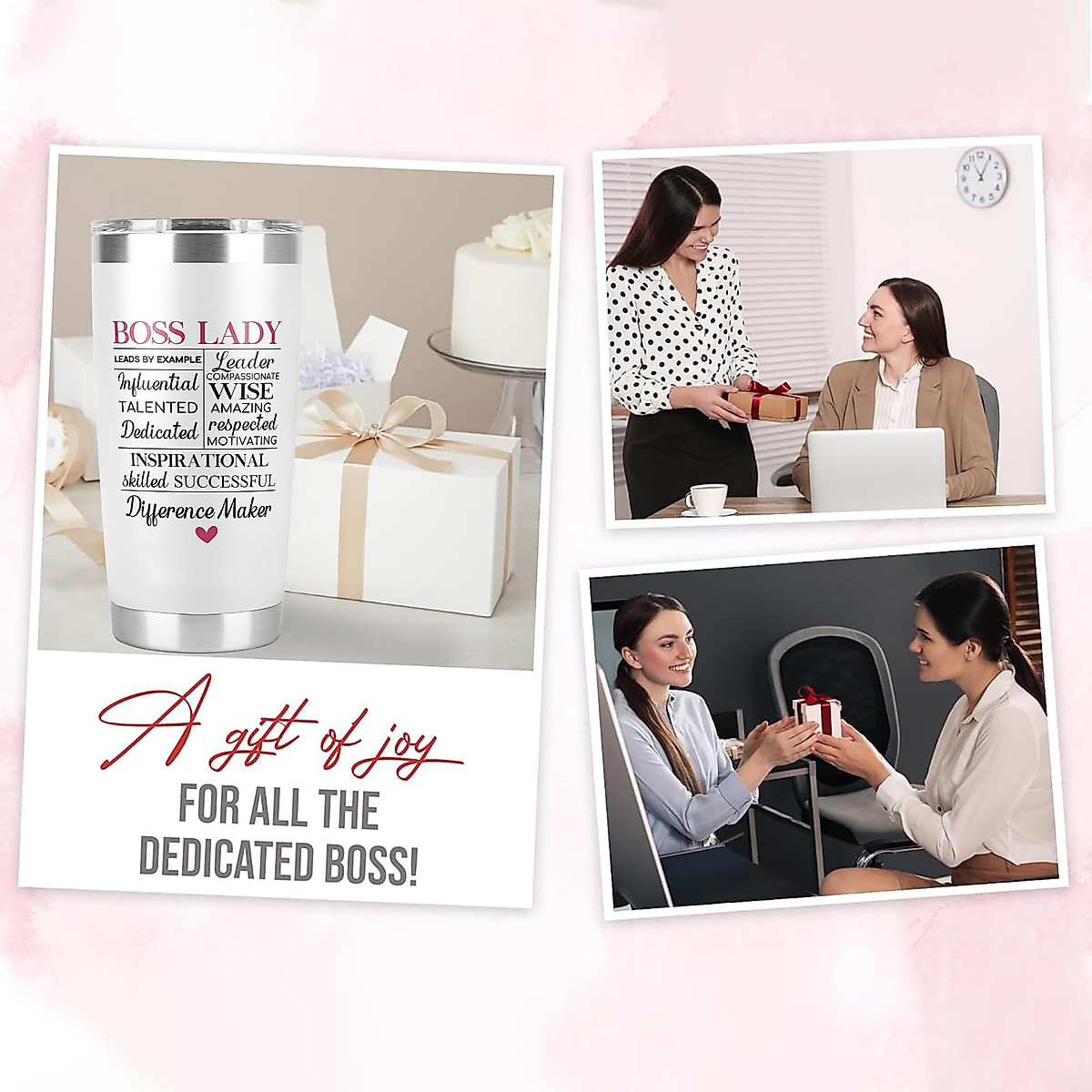 Boss Lady Gifts for Women Boss Day Gifts for Women Tumbler Cup Gifts for Bosses Female Christmas Birthday Gift Ideas for Boss Lady Queen Leader Boss Babe Gag Boss Appreciation Retired Tumbler 20 Oz