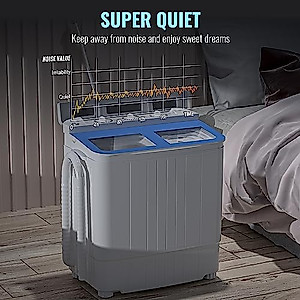 INTERGREAT Portable Washing Machine with Twin Tub, 17.6 Lbs Portable Washer and Dryer Combo, Mini Washing Machine for Camping, Dorms, College Apartments, RV, Rooms (Blue)