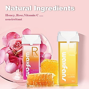 Roll On Wax kit,Waxfans Roll On Wax Warmer for Hair Removal,Waxing Kit for Sensitive Skin,at Home Waxing Kit for Women men,Soft Wax Heater for Larger Areas of the Body(pink)