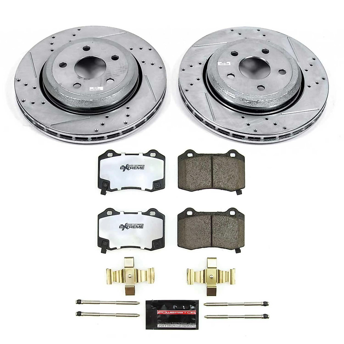 Power Stop K8758-36 Z36 Truck & Tow Rear Brake Kit-Brake Rotors & Carbon Ceramic Brake Pads For Dodge Durango 2018-2023, Jeep Grand Cherokee 2018-2021 [Model Specific]
