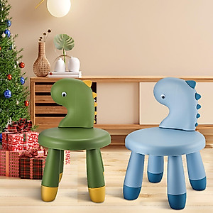 Yuntau 2 Pcs Plastic Dino Chair Sturdy Dinosaur Chairs Lightweight Activity Chairs Ergonomic Design Anti Slip Step Stool for Indoor Outdoor
