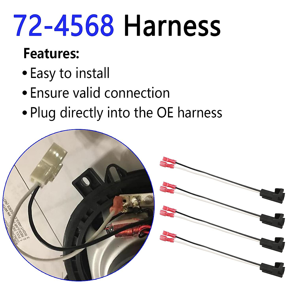 Speaker Harness Wiring Harness 72-4568 Compatible with GMC Buick Cadillac Chevy Silverado Sierra Suburban Tahoe Yukon Cobalt Colorado Speaker Connector Harness Adapter 4 Pack