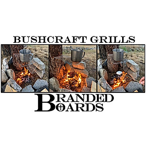Branded Boards Portable Bushcraft Stainless BBQ Small Cooking Grill Grate & Burlap Hemp Drawstring Bag, Camping, Campfires Backpacking, Hunting & Fishing. (Small Grill & Bag ONLY)