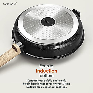 Nonstick Cookware Set Non Toxic 100% PFOA Free Compatible Induction Pots and Pans Sets with Glass Lids (Pack-Kc-10, Black)
