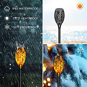 Walensee Solar Torch Lights with Flickering Flame, 8 Pack, 12 LED Tiki Mini Torch, Waterproof Solar Lights Outdoor, Landscape Decoration Lighting Dusk to Dawn Auto On/Off for Garden Patio Yard
