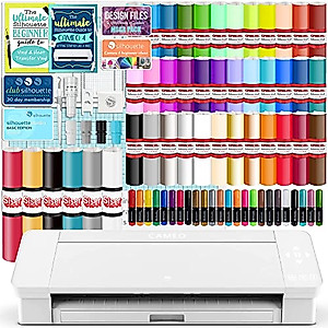 Silhouette White Cameo 4 Starter Bundle with 38 Oracal Vinyl Sheets, T-Shirt , Transfer Paper, Class, Guides and 24 Sketch Pens