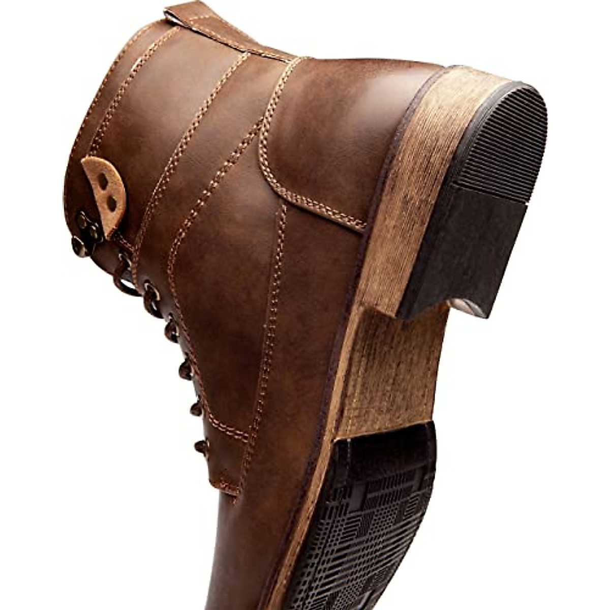 Vostey Men's Motorcycle Boots Business Waterproof Ankle Boots Casual Oxford Boots for Men (BMY8061 Brown 10)