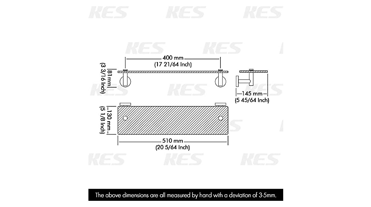 KES Glass Shelf for Bathroom Rectangular 20-Inch Floating Shelves 3 ...