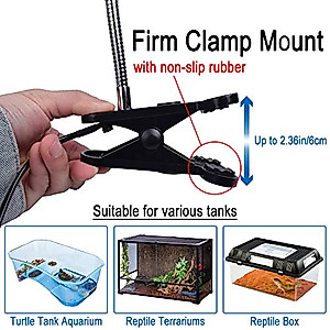 Cdipesp Reptile Heat Lamp UVA UVB Reptile Light Adjustable 50W Turtle Basking Spot Lamps for Aquatic Lizard Snake Chameleons Amphibians with 3 Bulbs
