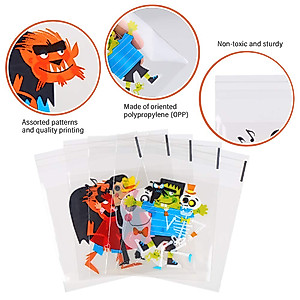 LOMIMOS Halloween Treat Bags,Self-Adhesive Cellophane Plastic Candy Bags for Party Gift Supplies,200PCS