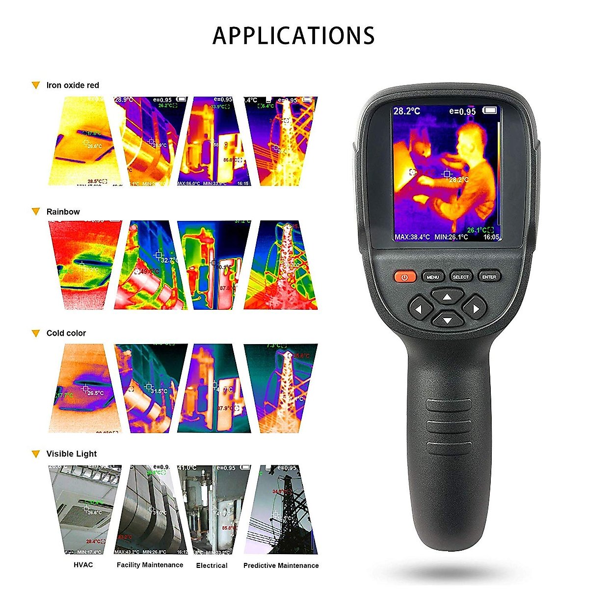 220 x 160 IR Resolution HTI Thermal Imager, Handheld 35200 Pixels Thermal Imaging Camera with 3.2" Color Display Screen(Battery Included)