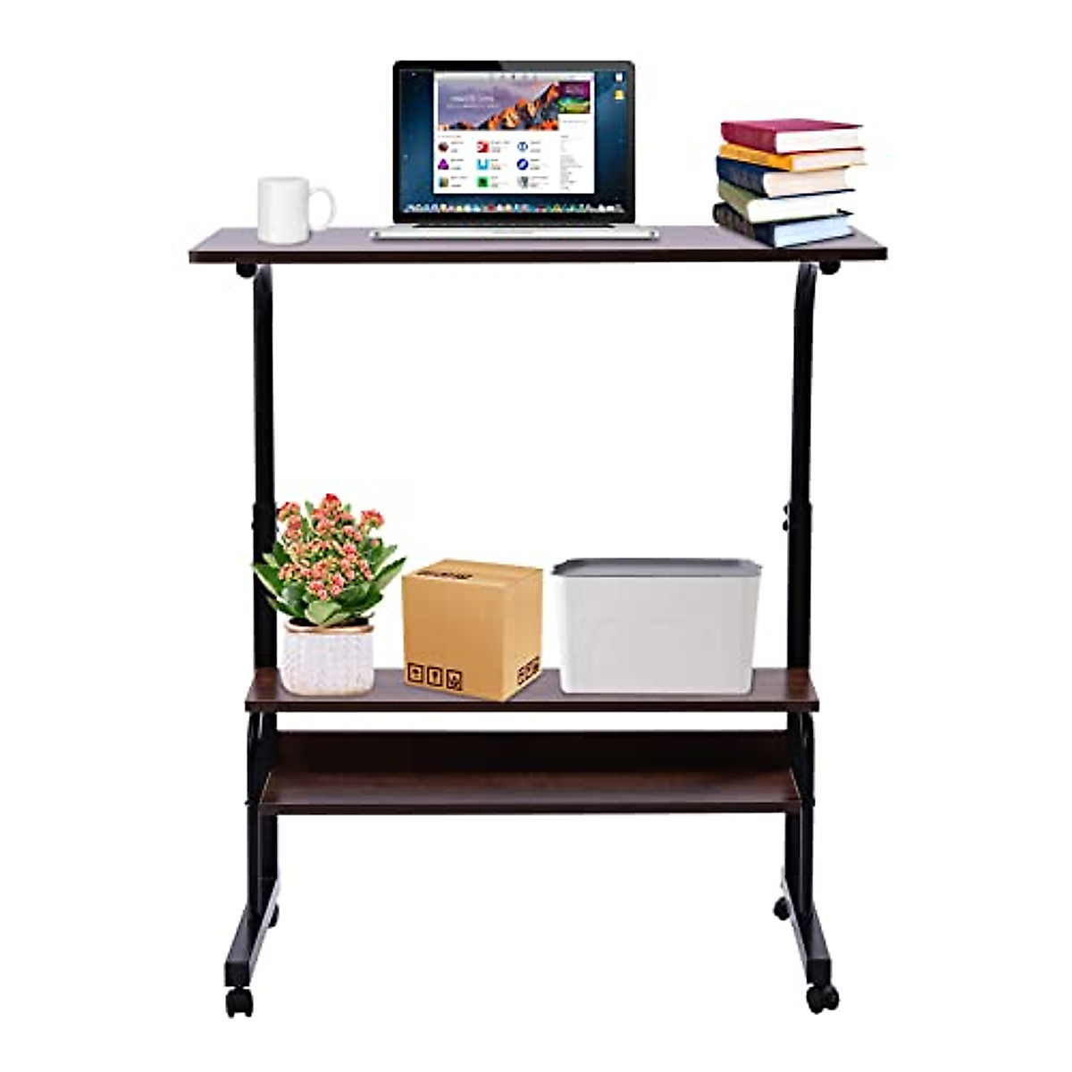 HOOMTLSY Mobile Laptop Desk (15.74''x31.49) Adjustable Standing Desk Portable Laptop Computer Desk with Wheels Rolling Desk Sofa Bed Side Table Couch Computer Desk for Home Office Classroom