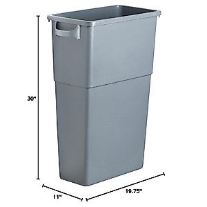 Genuine Joe GJO60465 Plastic Space Saving Waste Container, 23 gallon Capacity, 23" Width x 30" Height x 11" Depth, Gray
