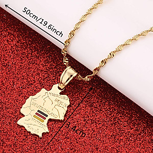 Deutschland Map Flag Pendant Necklace for Women Germany Jewelry German
