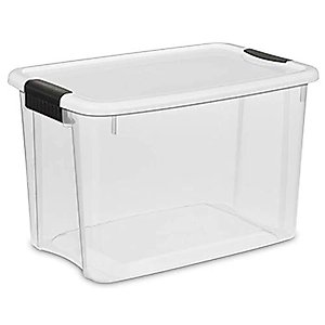 Sterilite 30 Quart Ultra Clear Plastic Stackable Storage Tote Container with Latching Lid (36 Pack)