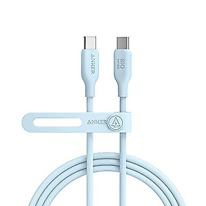 Anker 543 USB C to USB C Cable (140W 6ft), USB 2.0 Bio-Based Charging Cable for MacBook Pro 2020, iPad Pro 2020, iPad Air 4, Samsung Galaxy S21, and More (Misty Blue)