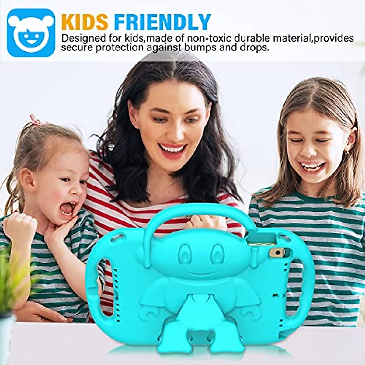 SUPLIK iPad 10.2 Case for Kids, iPad 9th/8th/7th Generation Case, iPad 10.2 2021/2020/2019 Protective Case with Shoulder Strap Handle Stand for Apple iPad 10.2 inch Model, Cyan