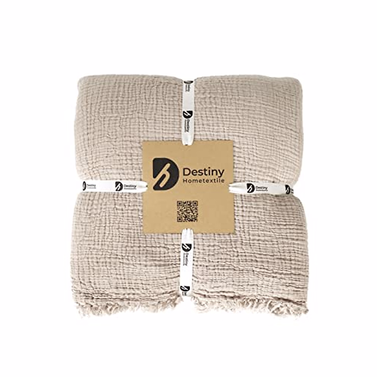 Soft King 4 and 8 Layer Gauze Rustic Bed Cover, Blue Soft Bedspread, Muslin Throw Blanket, Lightweight Blanket (Champagne, 95X102 Inches), MTB001