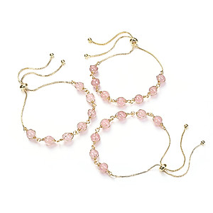 Top Plaza Natural Rose Quartz Crystal Bracelets Healing Crystal Stone Bead Bracelet 14K Gold Plated Ankle Bracelets Healing Quartz Jewelry for BF Mom Wife Birthday Christmas Gifts