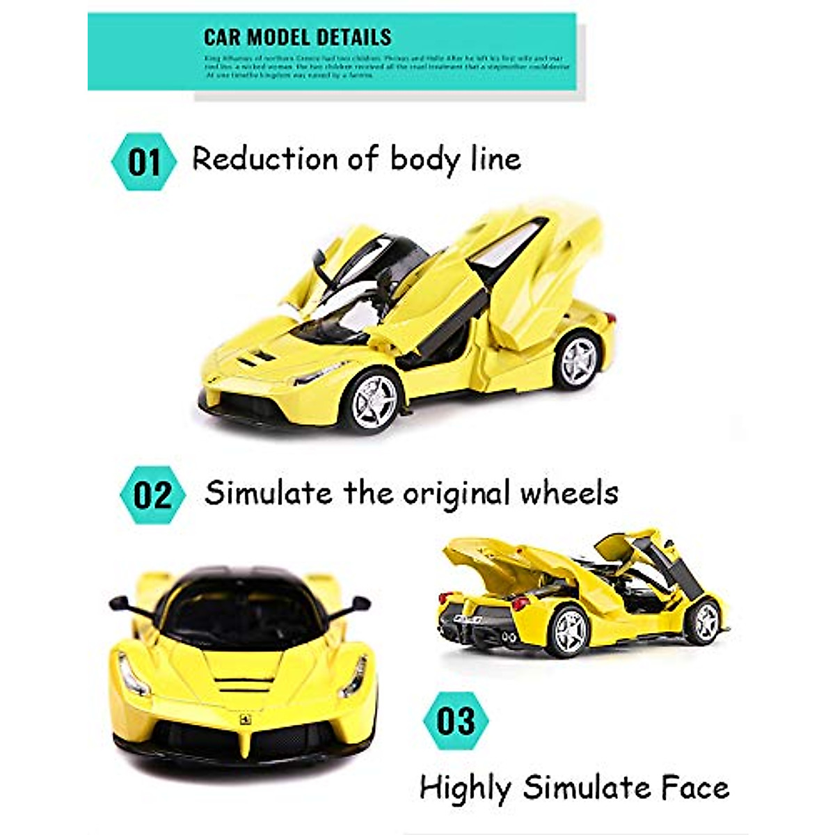 Alloy Collectible Ferrari Race LaFerrari Pull Back Vehicles Diecast Cars Model with Lights and Sounds