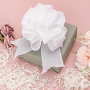 Ribbli White Burlap Wired Ribbon,2-1/2 Inch x 10 Yard, Wired Edge Ribbon for Big Bow,Wreath,Tree Decoration,Outdoor Decoration