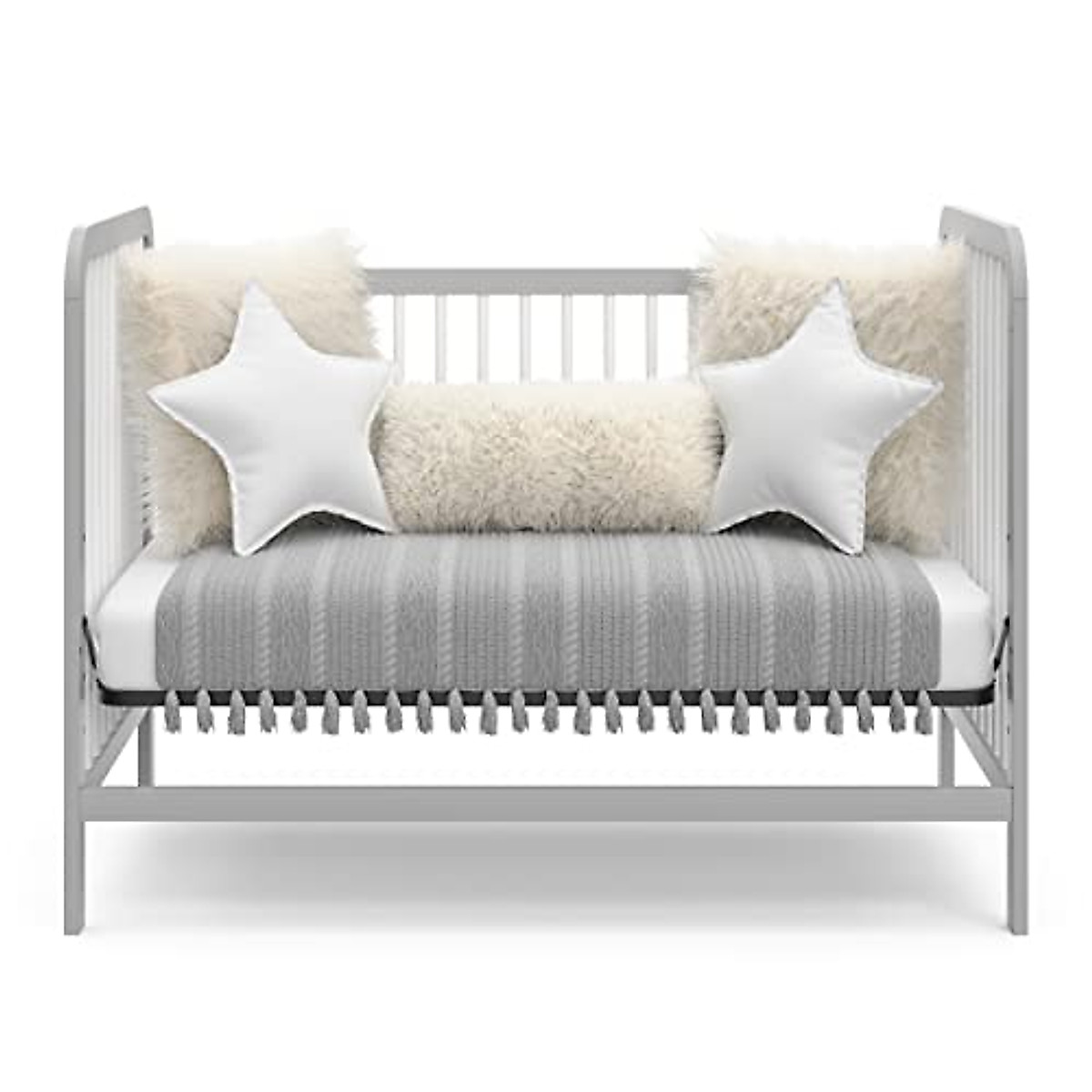 Storkcraft Pasadena 3-in-1 Convertible Crib (Pebble Gray/White) – GREENGUARD Gold Certified, Converts to Daybed and Toddler Bed, Fits Standard Full-Size Crib Mattress, Adjustable Mattress Height