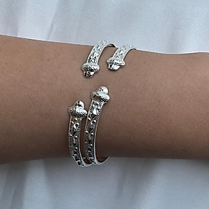 Better Jewelry Solid .925 Sterling Silver Flat West Indian Bangles with Acorn Ends, 1 pair (Made in the USA)