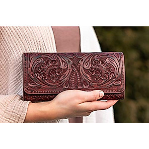 Mauzari Sydney Genuine Leather Women's Wallet — Tooled Floral Design