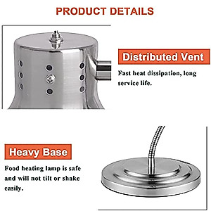 Food Warmer Commercial Heating Lamp, Adjustable Food Heat Lamp, Commercial Food Warmer Buffet Server for Parties Buffets, Buffet Restaurant Equipment,Brown