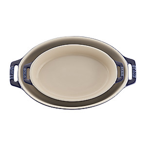 STAUB Ceramics Oval Baking Dish Set, 2-piece, Dark Blue