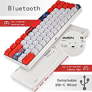 Surmen GT61 60% Mechanical Gaming Keyboard - 60 Percent RGB Backlit, Hot-Swappable Wireless/Wired, Compact Mini Bluetooth 5.0 Programmable/N-Key Rollover (Gateron Yellow, Sun)