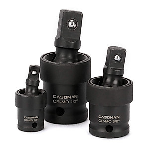CASOMAN 3-Piece Impact Universal Joint Set - 1/4", 3/8" and 1/2" Drive, CR-MO, Impact Grade, U-Joint Sockets Swivel