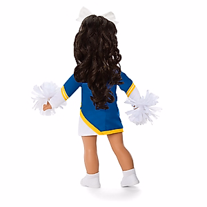 American Girl Los Angeles Rams Cheer Uniform 18 inch Doll Clothes with Pom Poms, Blue and Yellow, 5 pcs, Ages 6+