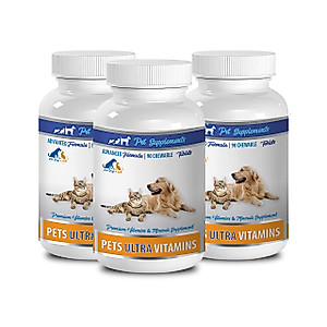cat Vitamins Skin and Coat - Pets Ultra Vitamins - for Dogs and Cats - Immune Health - Hair and Coat Benefits - cat Vitamins for Shedding - 270 Treats (3 Bottles)