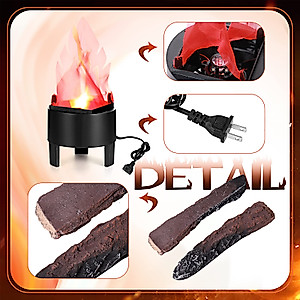 Electronic 3D Led Fake Flames Effect Night Lamp Led Artificial Flickering Fire Flame with 10 Pieces Gas Fireplace Logs Simulated Flame Lamp for Halloween Christmas Indoor Home Party Decorations