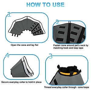 INKZOO Dog Cone Collar for After Surgery, Soft Pet Recovery Collar for Dogs and Cats, Adjustable Cone Collar Protective Collar for Large Medium Small Dogs Wound Healing (Sliver, Large)