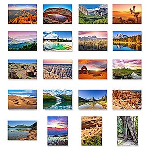 US NATIONAL PARKS postcard set of 20. Post card variety pack depicting American national parks postcards. Made in USA.