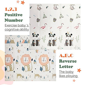 Baby Playmat for Crawling,0.6in Thick Extra Large Foldable Play Mat for Baby, Waterproof Non Toxic Anti-Slip Reversible Foam Playmat for Toddlers Kids(79 * 71 * 0.4)