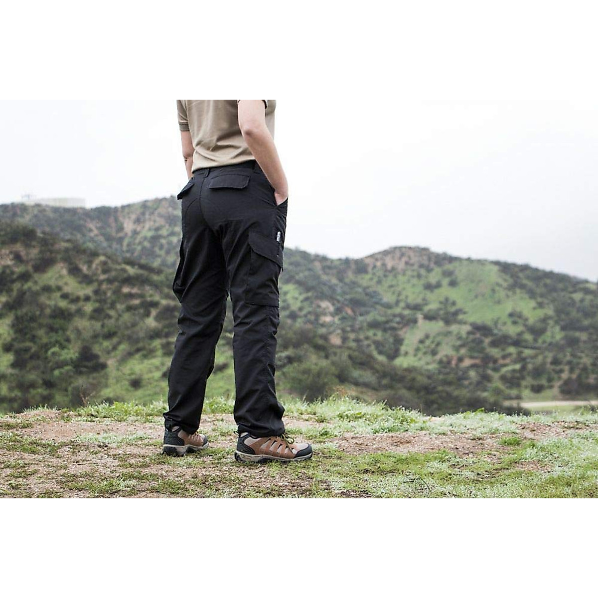 LAPG Women's Uniform Tactical Pants, Elastic Waistband, Durable Work Training Cargo Pants for Women, Navy, Size 6, Regular