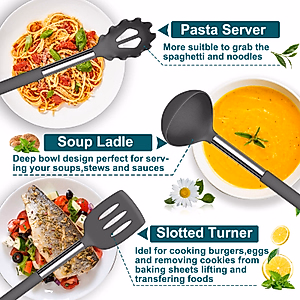 Silicone Kitchen Utensils Set Utensilios de Cocina Cucharas de Silicona Para Cocina 33Pcs Silicone Cooking Utensils Set for Nonstick Cookware Dishwasher Safe (Grey)