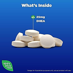 Natrol Mood & Stress DHEA 25mg With Calcium, Dietary Supplement for Balance of Certain Hormone Level and Mood Support, 300 Tablets, 300 Day Supply