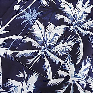 KYKU Mens Summer Shirts Soft Hawaiian Shirt Button Down, Palm Tree Blue, Medium