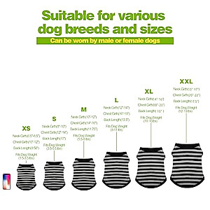 Paiaite 6 Pieces Dog Striped Shirt Cotton Sleeveless Puppy Dog Shirts Breathable Pet Apparel Tank Top Colorful Puppy Sweatshirt Dog Clothes for Small Medium Dogs XS