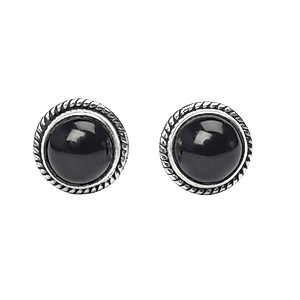 Black Onyx Stone Stud Post Earrings, 925 Sterling Silver Gemstone Earring 6 MM Round Girls Women Gift